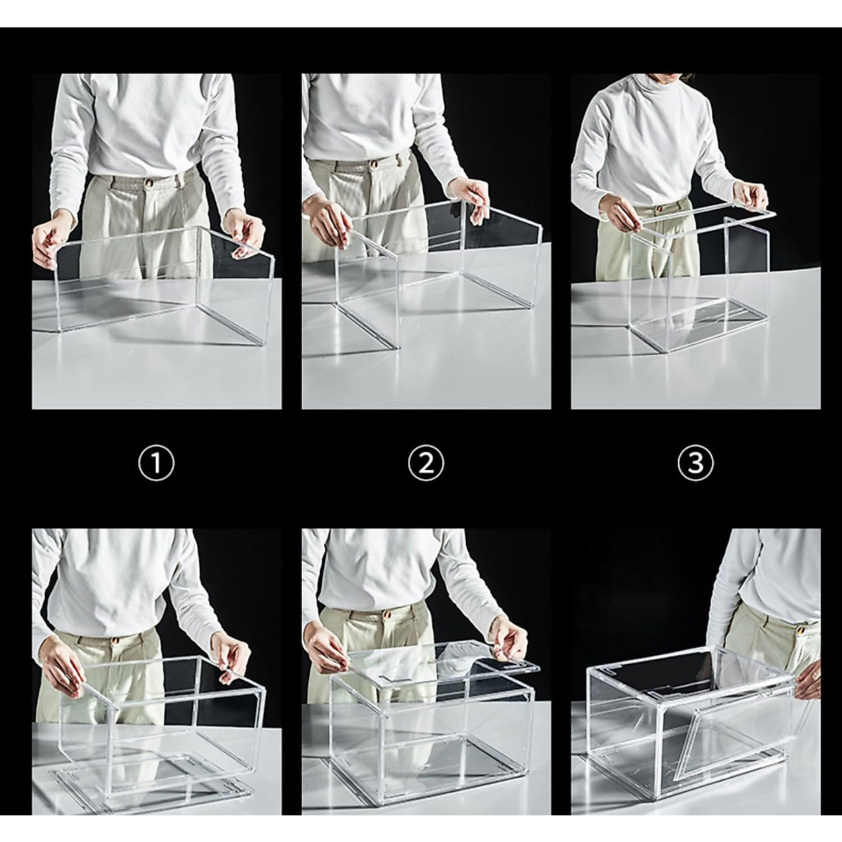 Sscp Shoe Storage Box Fit Size 11, Clear Plastic Stackable Shoe Organizer for Closet, Space Saving Foldable Shoe Rack Sneaker Container Bin Holder, (1pack)