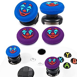 Playrealm FPS Thumbstick Extender &Texture Rubber Silicone Grip Cover 4 Sets for Xbox Series X/S & Xbox One Controller(Joker Purple+Blue)