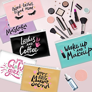 BRAWNA 60 PCK Makeup Bags Bulk - Zip Lock Plastic Cute Cosmetic Pouch - Makeup Travel Case for Lipstick, Lip Gloss, Makeup Brushes Set Kit Storage- Size 6x8 In