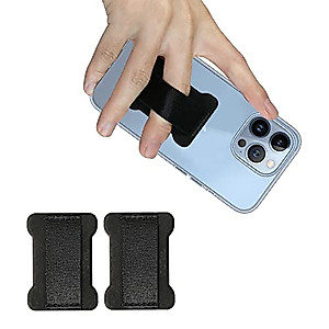 WUOJI Cell Phone Finger Grip Strap Holder for Hand, Phone Grip Compatible with Most Smartphones,Universal Cell Phone Grips Band Holder for Back of Phone - 2Pack(Black)