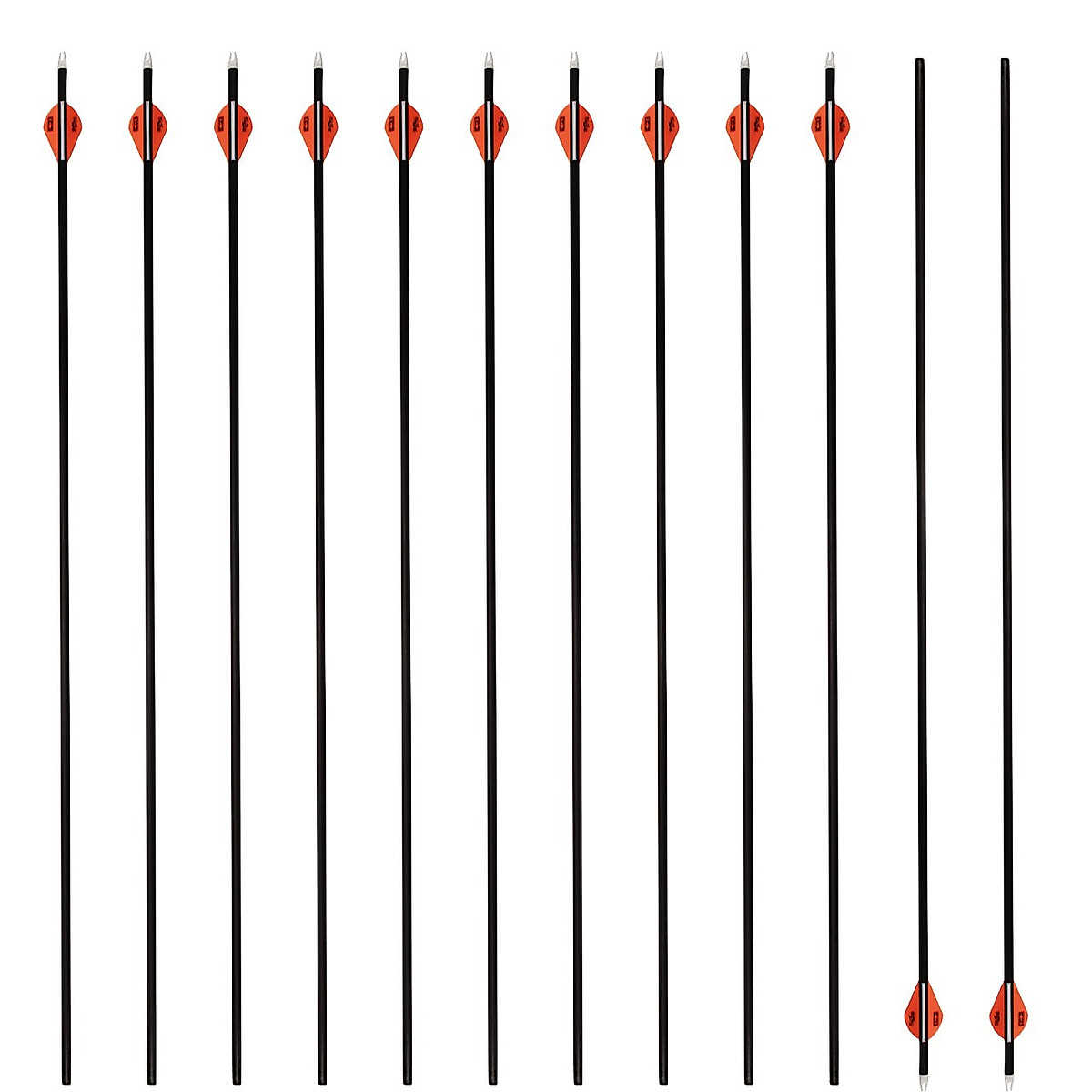 SinoArt Carbon Arrows 100% Carton Fiber Shaft 340/400/500 Spine Press-Fit Nocks Vanes Arrows for Bow Pack of 6 or 12 (12pack, 400Spine)