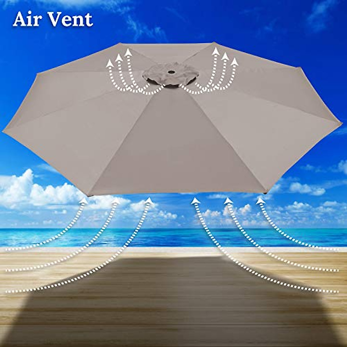 BenefitUsa Umbrella Cover Canopy 13ft 8 Rib Patio Replacement Top Outdoor-taupe