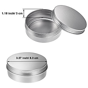 TecUnite 4 oz Aluminum Screw Top Round Steel Cans Aluminum Tin Cans with Screw Lid Screw Lid Containers, 24 Pack