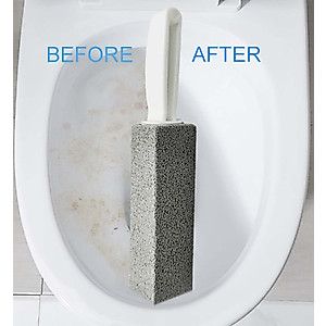 [8 Pack] Pumice Stone for Toilet Bowl Cleaning with Handle, Pumice Stone Toilet Cleaning Brush, Also Removes Limescale, Calcium Buildup and Hard Water Rings