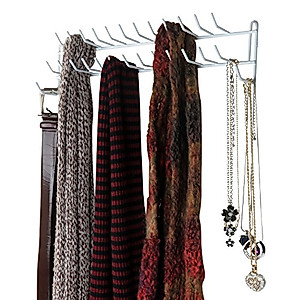 Evelots Closet Wall Mount Hanging Accessory Organizer Racks, Holds Belts, Ties, Scarves, Necklaces, Handbags, 27 Hooks, Holds 20 Lbs