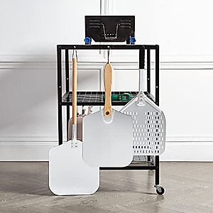 WEASHUME Three-Shelf Movable Food Prep and Work Cart Table Stainless Steel Grill Cart Modular Table with Wheels Commercial Kitchen Table Heavy Duty Grill Cart Outdoor Cart 31.5"×24"×35.5"