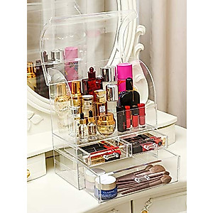 MOOCHI Professional Large Cosmetic Makeup Organizer Dust Water Proof Cosmetics Storage Display Case with Drawers