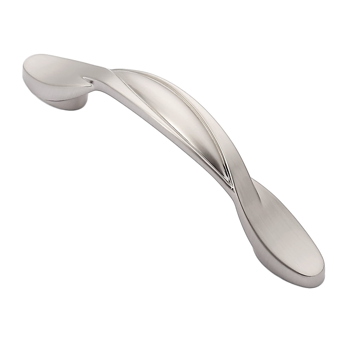 Alzassbg 10 Pack Brushed Satin Nickel Cabinet Pulls, 3 Inch(76mm) Hole Centers Arch Twisted Cabinet Handles Kichen Hardware for Cabinets and Drawer AL3027SN