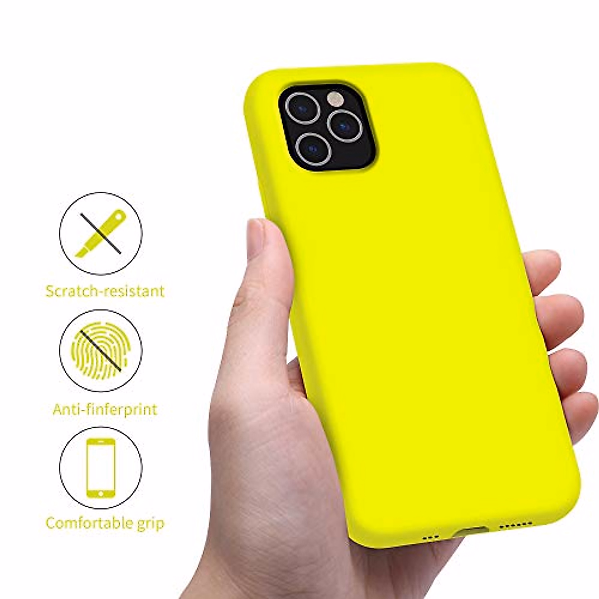 OTOFLY iPhone 11 Pro Case,Ultra Slim Fit iPhone Case Liquid Silicone Gel Cover with Full Body Protection Anti-Scratch Shockproof Case Compatible with iPhone 11 Pro (Fluorescent Yellow)