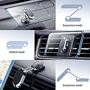 Magnetic Phone Holder for Car【Upgrade Foldable】Magnetic Phone Mount Multi-Functional 360°Rotation phone magnet for car Dashboard Phone Holder Magnetic Car Mount for iPhone, Samsung, LG All Smartphones