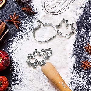 12PCS Large Fall Thanksgiving Cookie Cutter Set - Turkey,Pumpkin,Maple/Oak/Teardrop Leaf,Squirrel, Acorn,Corn,and Turkey Leg