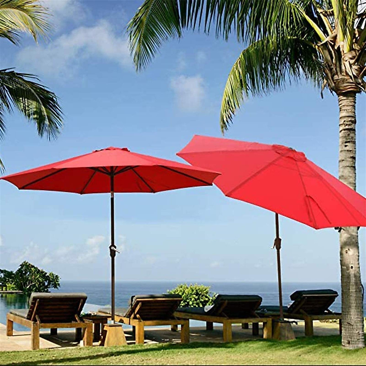 Outdoor Garden Parasols 2.7M Garden Parasol Umbrella 360-Degree LED Market Patio Umbrella with 8 LED Solar Lights Outdoor Patio Beach Sun Shade,Without Parasol Base