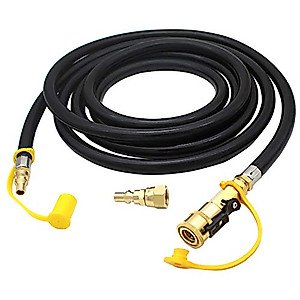 MENSI 12 Feet 3/8" Female Flare Adapter with 1/4" Quick Disconnect Fitting Propane Extension Hose Connect Outdoor RV Trailer for Outland Firebowl, Grill