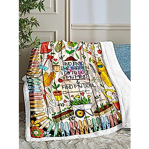 Gardening Lover Gift,Plant Lover Gift,Garden Gift for Women Cartoon Gardening Blanket,Blanket Gifts for Gardeners Soft and Fuzzy Fleece Throw Blanket for The Couch,50" X 60"