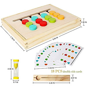 Montessori Learning Toys Slide Puzzle Color & Shape Matching Brain Teasers Logic Game Preschool Educational Wooden Toys for Kids Boys Girls Age 3 4 5 6 7 Years Old Travel Toys Birthday Gifts for Kids