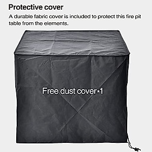 XIZZI Patio Furniture Set Outdoor Conversation Sofa with 30 Inch Square Propane Fire Pit Table All Weather PE Rattan Wicker High Back Outside Couch for Deck,Backyard and Garden,Grey Wicker Denim Blue