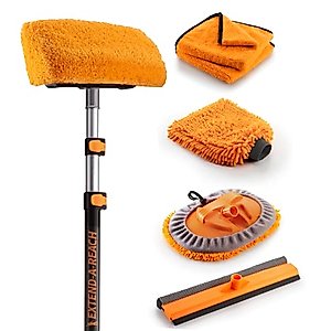 Car Wash Kit with 5-12 ft Extension Pole // Car Washing Brushes Set with Telescopic pole // Microfiber Wash Mop // Soft Wash Brush and Car Wash Tools // The Ultimate RV, Truck Washing Kit