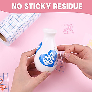 HTVRONT Transfer Tape for Vinyl - 6" x 50 FT Blue Alignment Grid Clear Transfer Paper - Application Vinyl Transfer Tape Roll for Self Adhesive Vinyl for Signs Stickers Decals Walls Doors & Windows