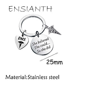 ENSIANTH DMS Gift Diagnostic Medical Sonographer Keychain She Believed She Could So She Did DMS Graduation Gift Health Care Provider Gift (DMS She Believed KR)