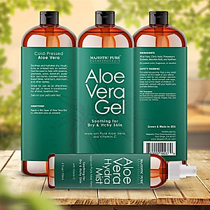 Majestic Pure Aloe Vera Gel and Mist Super Combo - 16 oz Gel and 4 oz Hydra Spray - 100 Percent Pure and Natural Cold Pressed Aloe Vera for Hair Growth, Face, Body and Skin