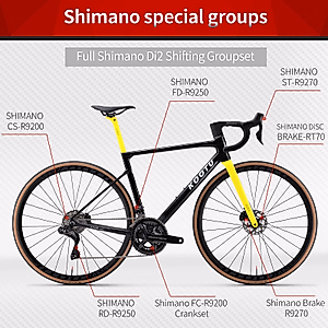 KOOTU Carbon Road Bike Lightweight 24 Speed Shifting Road Bicycle with Shimano Di2 9270 Groupset T1000 Full Carbon Frame & Fork & Wheelset with Disc Brake