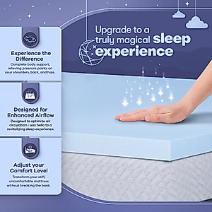 Celestial Sleep Memory Foam Mattress Topper, Cool Gel Infused, CertiPUR-US, 2 inch Medium Soft - King