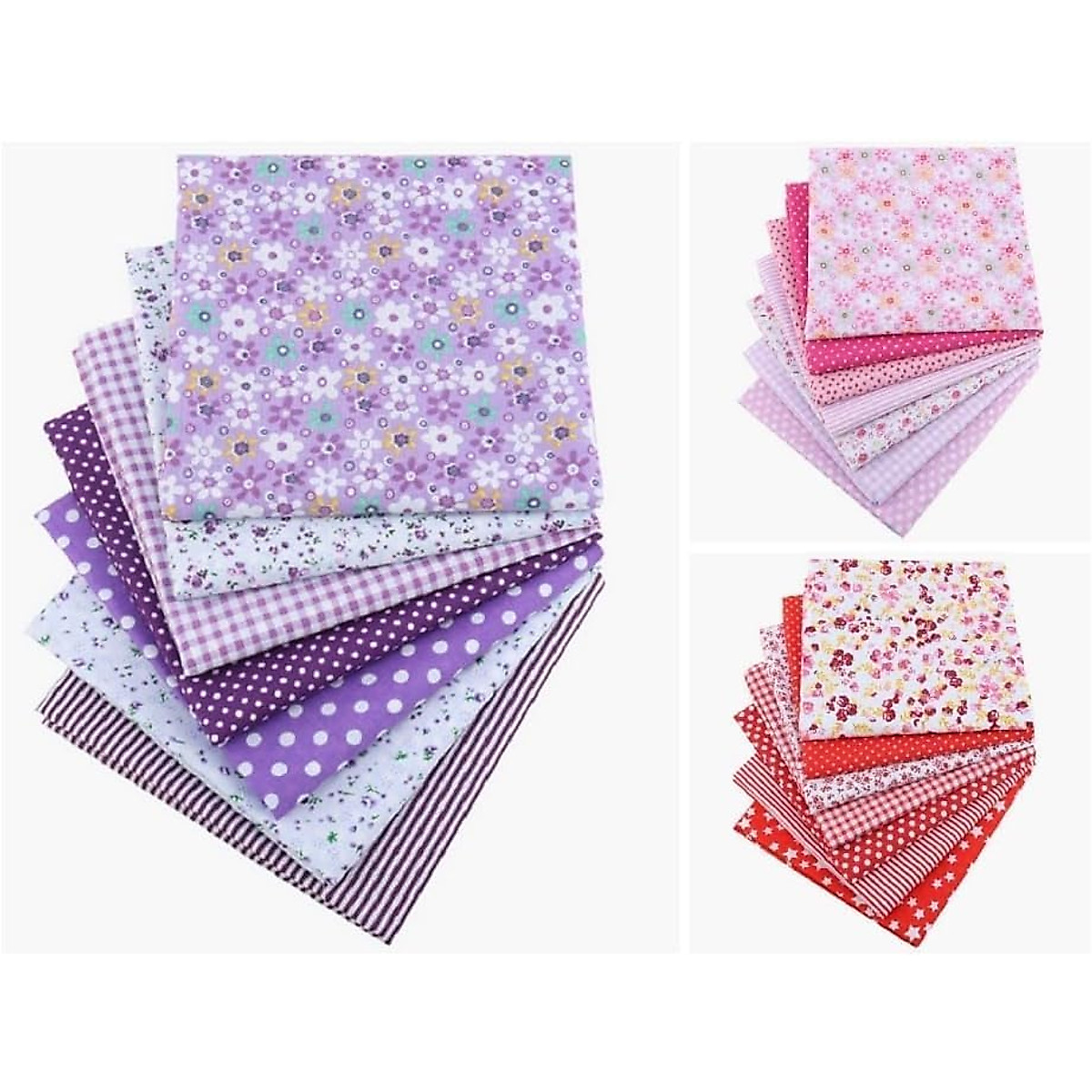 7Pcs Top Purple Cotton Craft Fabric Bundle Squares Patchwork,DIY Sewing Scrapbooking Quilting Floral Dot Pattern Craft and Hobby Fabric,Fabric Arts,Crafts and Sewing10" x 10" (25cm x 25cm)