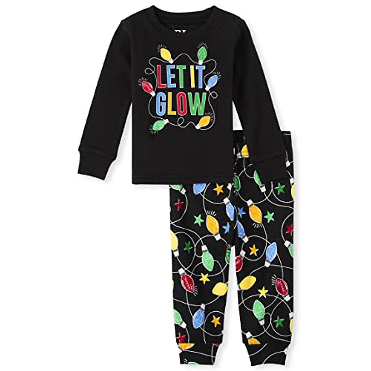 The Children's Place baby girls Family Matching Christmas Holiday Sets, Snug Fit 100% Cotton, Adult, Big Kid, Toddler, Pajama Set, Let It Glow, Large US