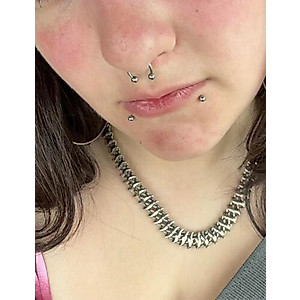 Yaalozei 16G Lip Labret Monroe Medusa Ashley Nose Ring Stud Stainless Surgical Steel Long Short Snake Bite Silver Tragus Helix Cartilage Earring Bar Barbell Piercing Jewelry Women Men 8mm 10mm 12mm