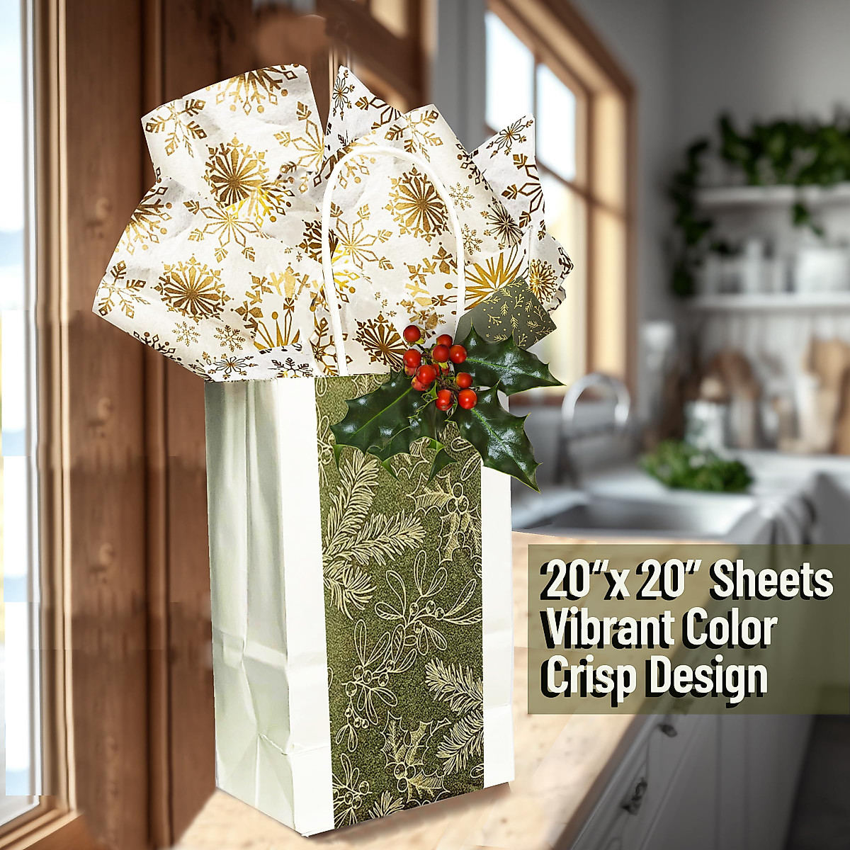 K-Kraft 20 x 20" Tissue Paper with Foil, 102 Sheet Christmas Pack