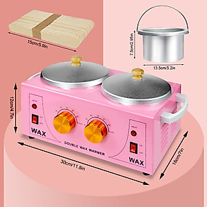 Double Wax Warmer Electric Wax Warmer Professional Machine for Hair Removal, Wax Heater for Paraffin Facial Skin Body Spa Salon Equipment with 100 Waxing Cloth And 50 Removal Wooden Craft Sticks