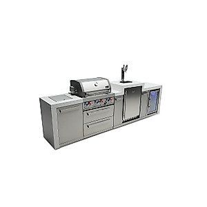 Mont Alpi MAi400-DKEGFC 32-Inch Deluxe 4-Burner 78000 BTU Deluxe Stainless Steel Island Outdoor Kitchen Gas Barbecue Grill w/Wine Cooler Beverage Center Refrigerator & 3 Beer Tap Kegerator Dispenser
