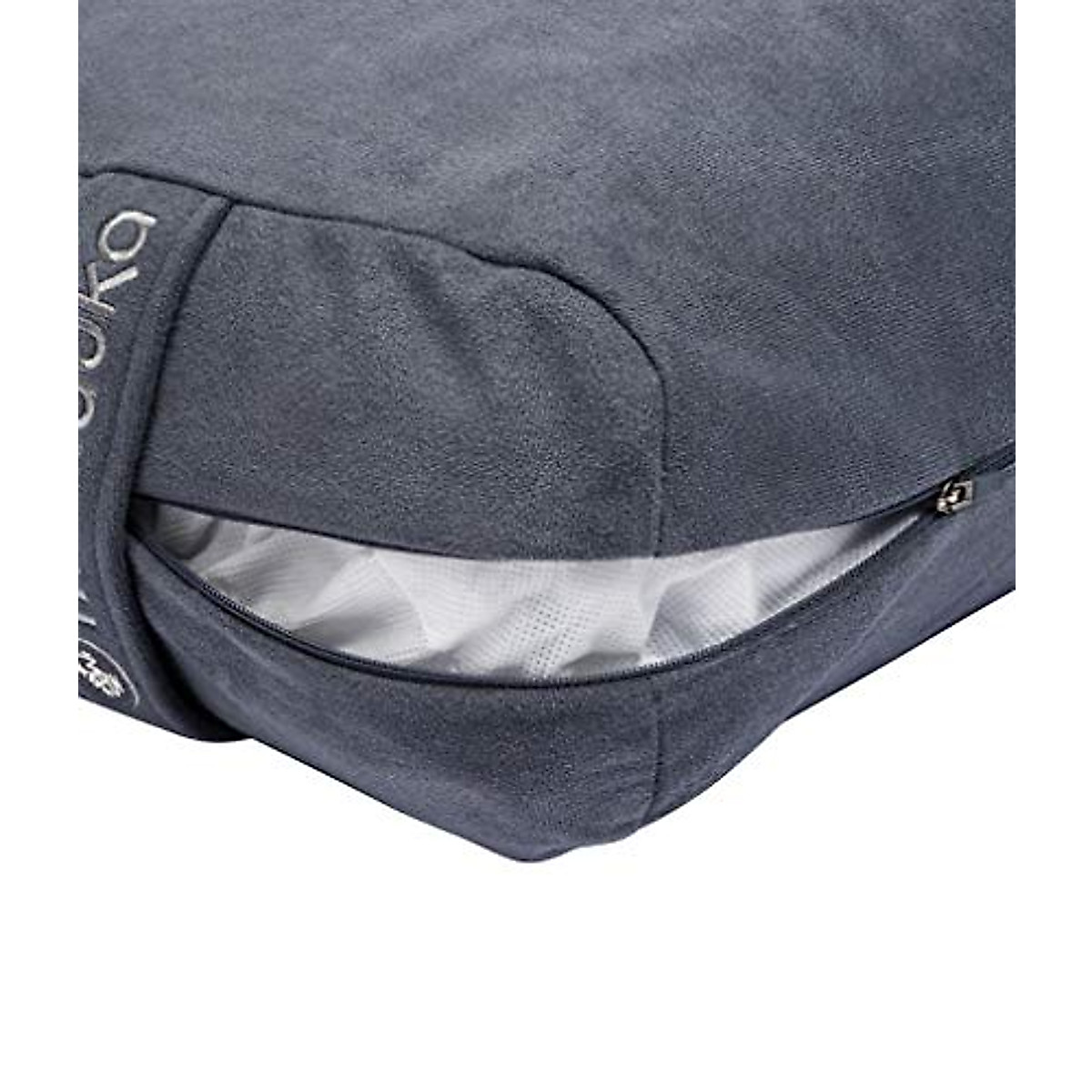 Manduka Yoga Rectangle Bolster Pillow - Firm, Removable eQua Cover, Easy Carry Handle - Thunder Grey, 28" x 11.75" x 5"