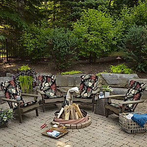 Arden Selections Outdoor Adirondack or Rocking Chair Cushion, 20 x 17, Rain-Proof, Fade Resistant 17 x 20, Simone Black Tropical