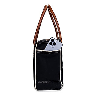 CLA Upcycled Vintage Canvas & Leather Handbag, Cowhide Leather and Canvas Bag, canvas Handbag for women, Canvas Tote Bag, Canvas Hobo Bags for women