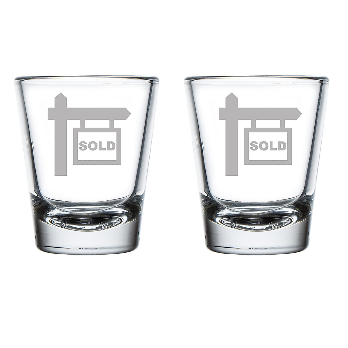 MIP Brand Set of 2 Shot Glasses 1.75oz Shot Glass Real Estate Agent Broker Realtor Sold