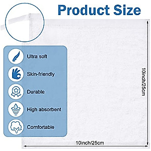 80 Pcs Bamboo Washcloths Towel Bulk 10 x 10 Inch White Washcloths Set Baby Wash Cloth for Bathroom Bamboo Soft Wash Cloths for Face Reusable Absorbent Bathroom Washcloths