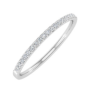 FINEROCK 1/10 Carat (ctw) 10K White Gold Diamond Ladies Wedding Anniversary Stackable Ring - (Ring Size 7.75)