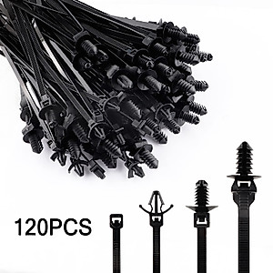 120PCS Strong Bite Force & Tensile Resistance Black Zip Ties - Nylon Self Locking UV Resistant Cable Tie Mount for Indoor and Outdoor - 4 Universal Sizes Cable Management Clips