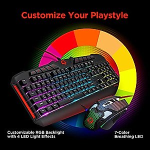 HyperGear 4-in-1 Gaming Kit RGB Backlit Gaming Keyboard, 4 Level DPI Switch Mouse, Stereo Gaming Headphones with Mic, Mousepad for PC in Game & Online Chat