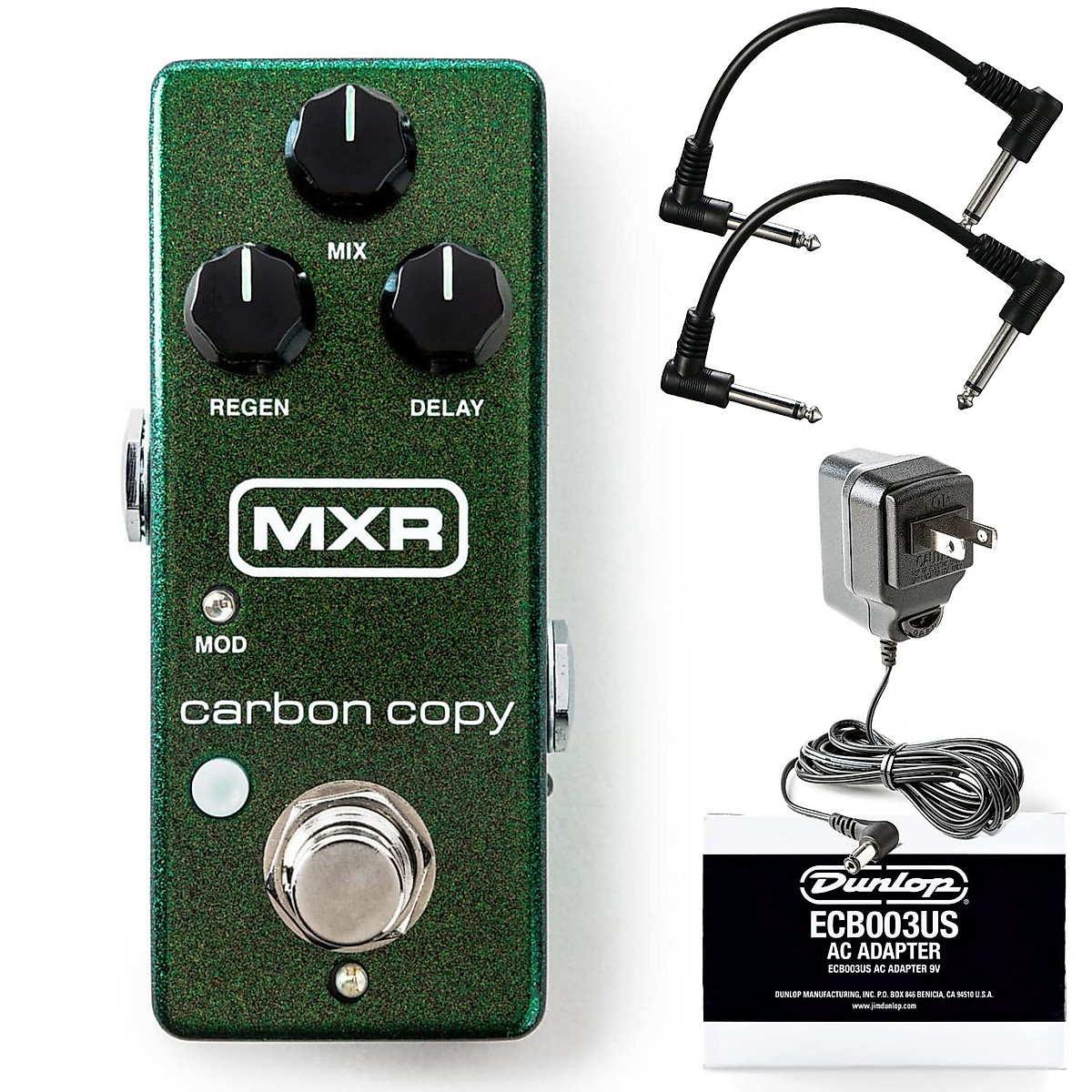 Briskdrop MXR M299 Carbon Copy Mini Analog Delay Bundle with 2 Patch Cables and Dunlop ECB003 Power Supply m299bundle 0