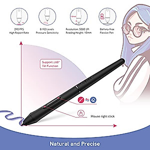 VEIKK VK1060PRO 10 x 6 Inch Large Drawing Tablet with 2 Scroll Wheels, 6 Express Keys,P05 Battery-Free Stylus of 8192 Levels Pressure, Graphics Tablet for Android Win Mac Chrome OS