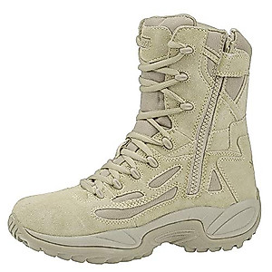 Reebok mens Rapid Response Rb Safety Toe 8" Stealth With Side Zipper Military & Tactical Boot, Desert Tan, 10.5 Wide US