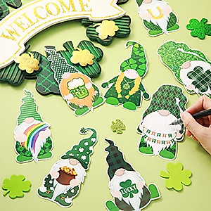 40 Pieces St. Patrick's Day Cut-Outs Irish Stickers Gnomes Cut-Outs Classroom Decoration with Glue Point Dots for St. Patricks Day Party Decorations Bulletin Board School Party Supplies, 8 Designs