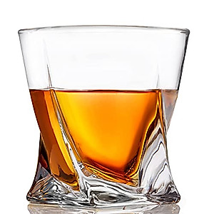 VENERO Crystal Whiskey Glasses, Set of 4 Rocks Glasses in Satin-Lined Gift Box - 10 oz Old Fashioned Lowball Bar Tumblers for Drinking Bourbon, Scotch Whisky, Cocktails, Cognac