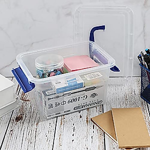 Dehouse 4-Pack 3 L Plastic Mini Storage Latch Box, Clear