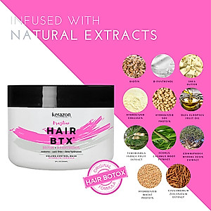 KERAZON Intensive Brazilian Hair Botox Treatment 8oz 236ml For All Hair Types, Thermal Activated Hair Mask Damaged Hair and Long Lasting Volume And Frizz Control. Packaging may vary.