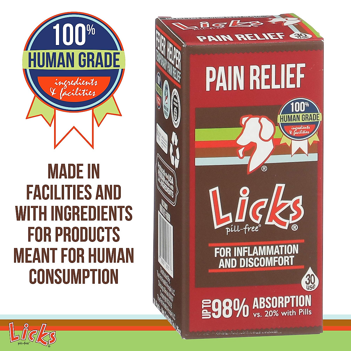 Licks Pill Free Dog Pain Relief - Inflammation Supplement - Pain Relief Supplement for Dogs - Dog Health Supplies - Gel Packets - 30 Use