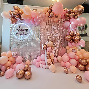 Blush Dusty Pink Balloons, 60Pcs Retro Pink Rose Gold Balloon, 12Inch Metallic Confetti Rose Gold Cream Nude Balloon for Girls Birthday Bridal Baby Shower Wedding Boho Party Decoration