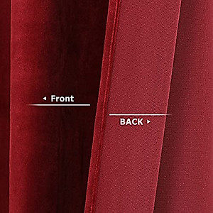 Benedeco Red Velvet Curtains for Bedroom Window with Back Tab, Super Soft Vintage Luxury Heavy Drapes, Room Darkening Thermal Insulated Curtain for Living Room, W52 by L96 inches, 2 Panels